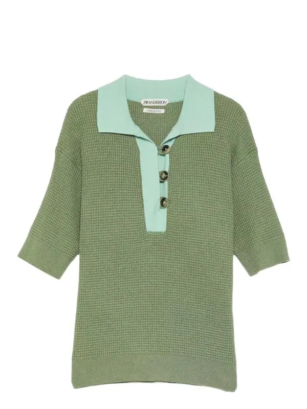 JW Anderson Short Sleeve Knit Polo - Green