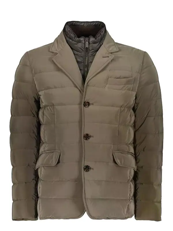 MOORER Padded Button-front Jacket With Notch Lapels - Neutrals