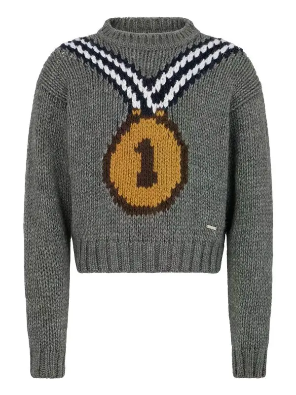 Dsquared2 Intarsia-knit Crew-neck Sweater - Grey