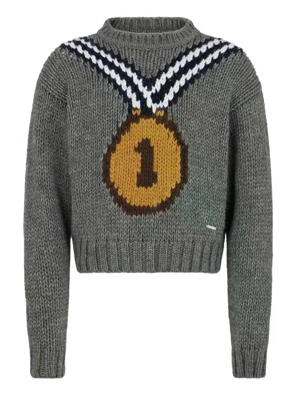Dsquared2 Intarsia-knit Crew-neck Sweater - Grey
