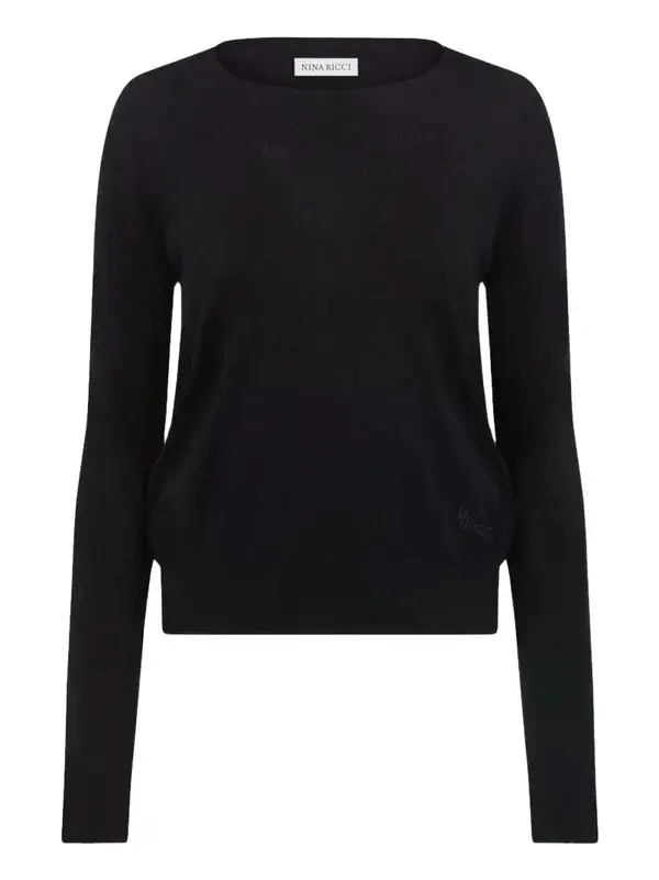 Nina Ricci Open Back Bow Detail Sweater - Black
