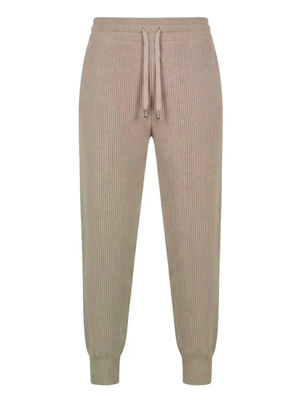 MOORER Ribbed Knit Track Pants - Neutrals