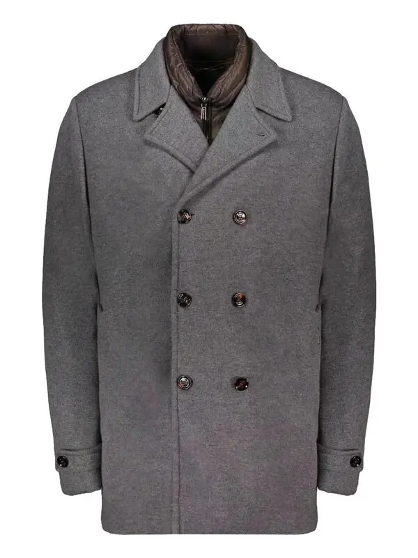 MOORER Double-breasted Layered Jacket - Grey