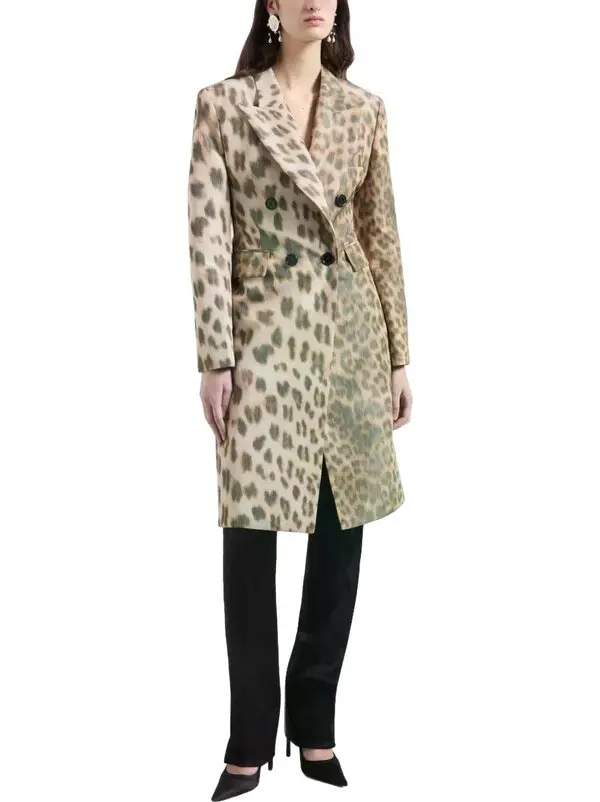 Nina Ricci Leopard-print Double-breasted Coat - Neutrals