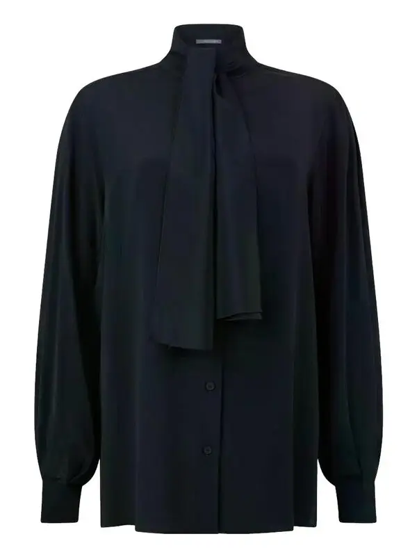 Alberta Ferretti Pussy-bow High Neck Shirt - Black