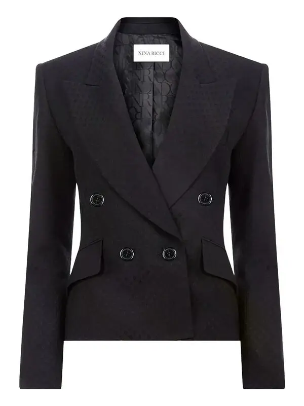 Nina Ricci Jacquard Double-breasted Blazer - Black