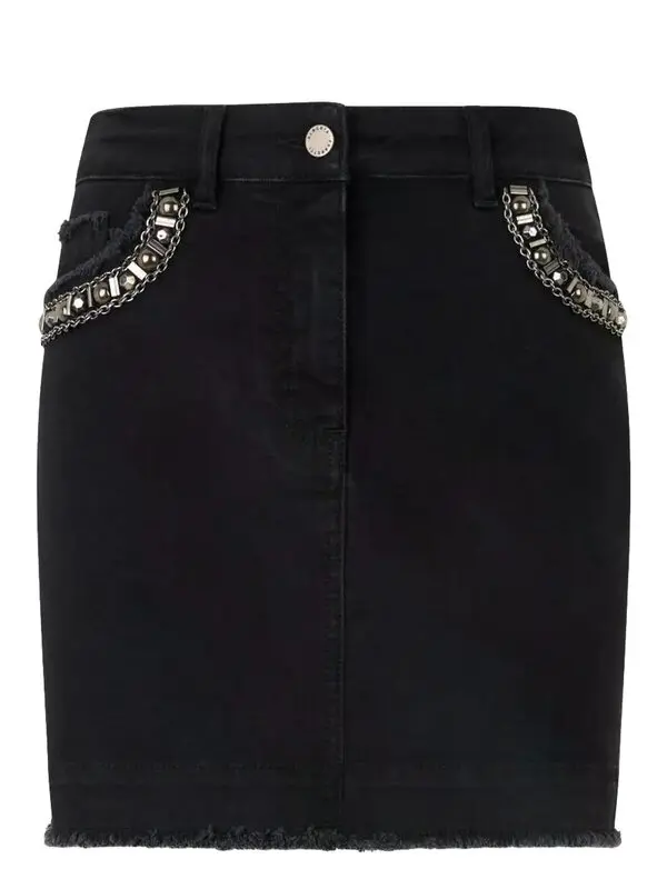Alberta Ferretti Embellished Denim Mini Skirt - Black