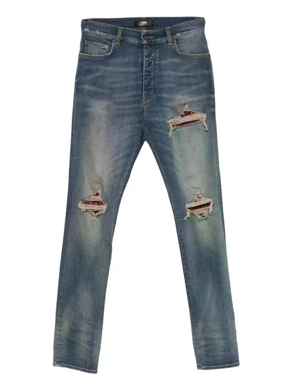 Amiri Distressed Patchwork Jeans - Blue
