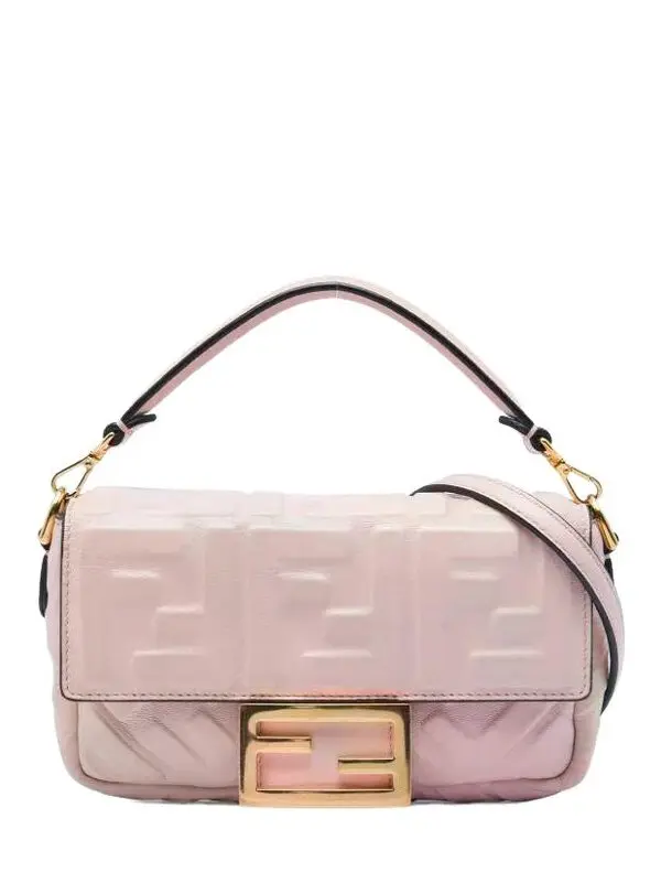 Fendi Mini Zucca Embossed Leather Baguette Satchel - Pink
