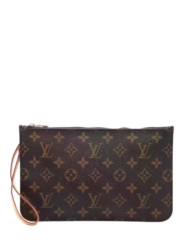 LOUIS VUITTON 1990-2020 Monogram Neverfull Mm Pouch Clutch Bag - Brown