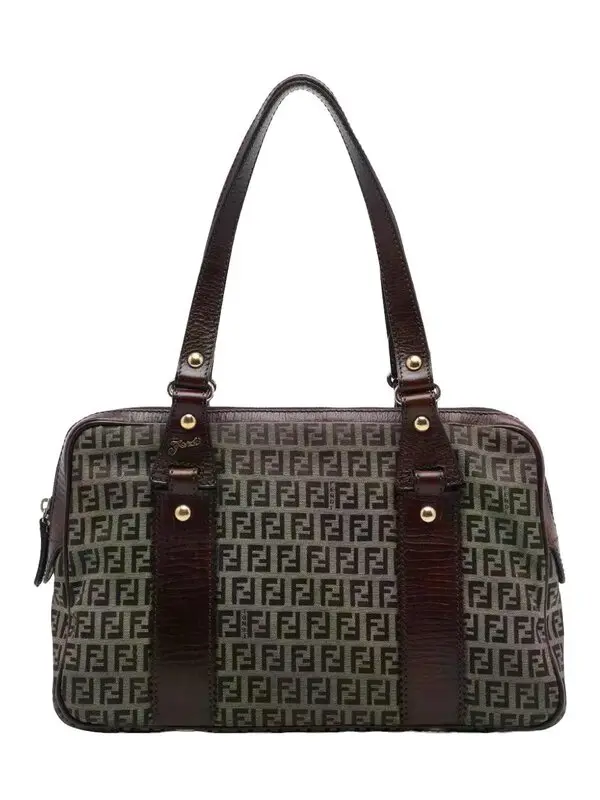 Fendi Zucchino Canvas Shoulder Bag - Brown