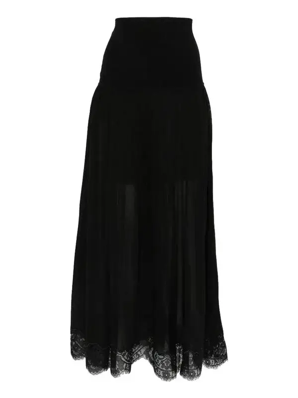 Zimmermann Valiant Lace-trim Pleated Maxi Skirt - Black
