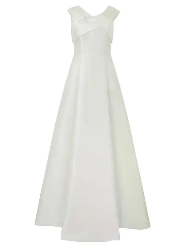 Alberta Ferretti Sleeveless Gown With Pleated Straps - White
