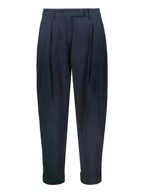 MOORER Pleated Turn-up Trousers - Blue
