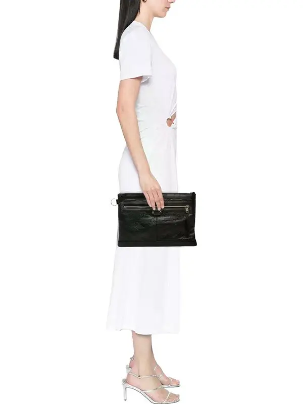 Balenciaga 2016 Lambskin Motocross Classic Clip M Clutch Bag - Black