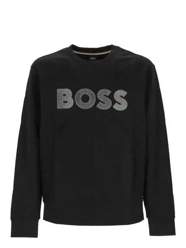 BOSS Logo Patch Crew Neck Sweater - Black