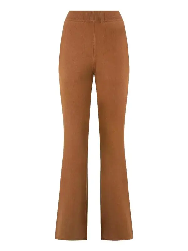 Alberta Ferretti Ribbed-waistband Flared Trousers - Brown