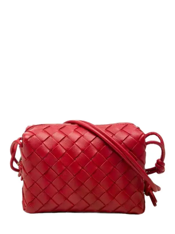 Bottega Veneta 2021-2026 Mini Lambskin Intrecciato Loop Camera Bag Crossbody Bag - Red