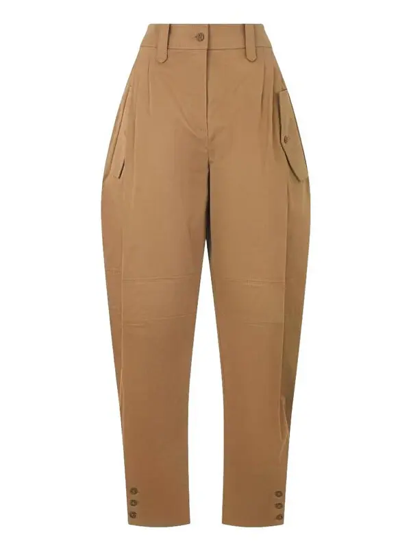 Alberta Ferretti Pleated Cropped High-waisted Trousers - Brown