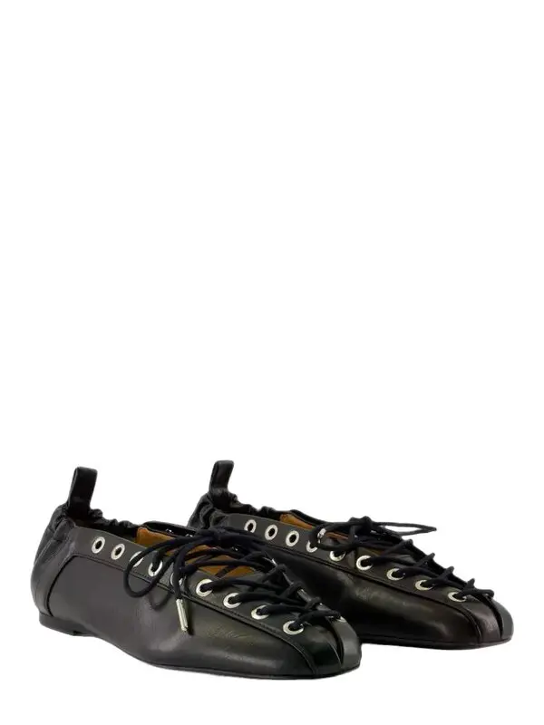 GANNI Ballerinas With Eyelets And Lace-up Detail - Black
