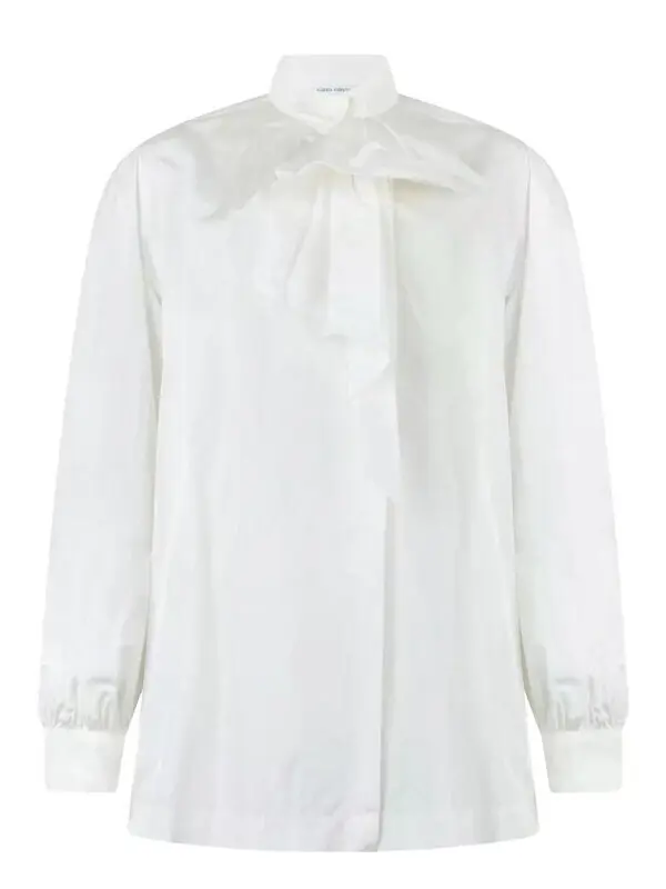 Alberta Ferretti High Neck Bow Detail Shirt - White