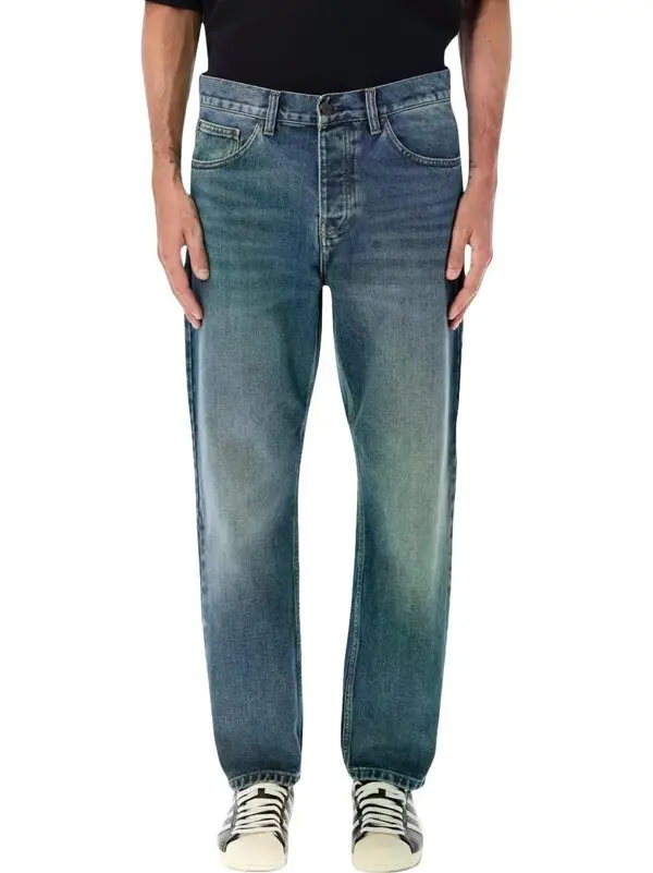 Carhartt Work In Progress Newel Logo-patch Washed Jeans - Blue