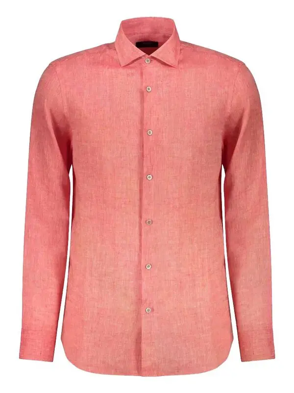 MOORER Button-up Linen Shirt - Red