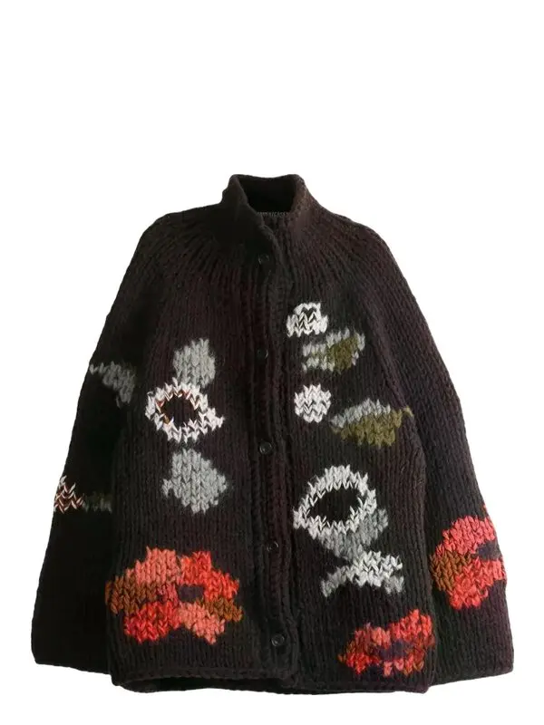 CASEY CASEY Flora Floral-intarsia Cardigan - Brown