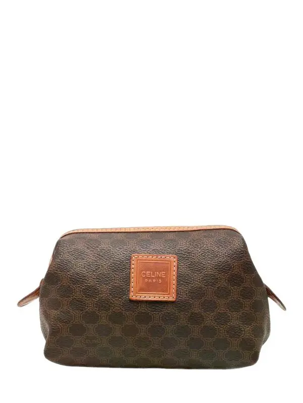 Celine 20th Century Macadam Coated Canvas Pouch - Brown