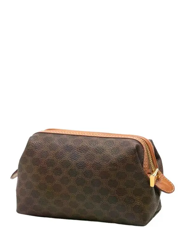 Celine 20th Century Macadam Coated Canvas Pouch - Brown