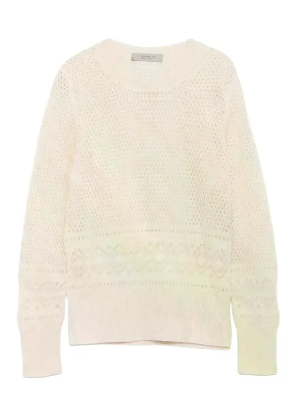 D.exterior Open-knit Pointelle-trim Sweater - Neutrals
