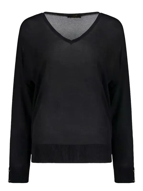 MOORER Renee V-neck Long-sleeve Sweater - Blue