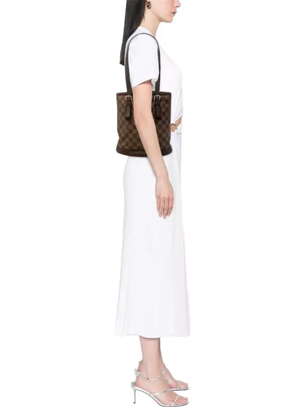 LOUIS VUITTON Damier Ebene Marais Bucket Bag - Brown