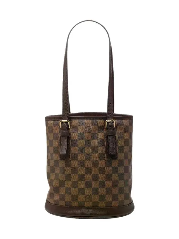 LOUIS VUITTON Damier Ebene Marais Bucket Bag - Brown