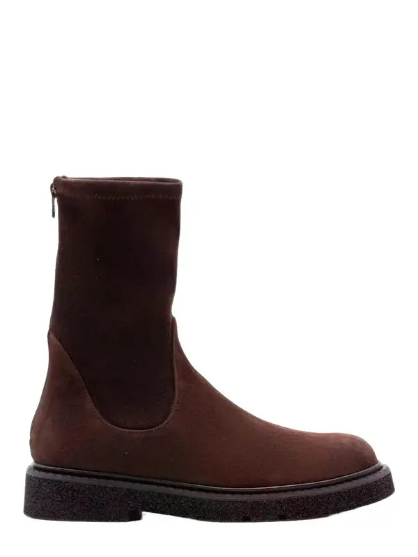GUGLIELMO ROTTA Suede Ankle Boots With Rear Zip - Brown