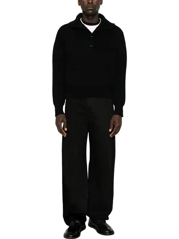 AMI Paris Button-up Sweater - Black