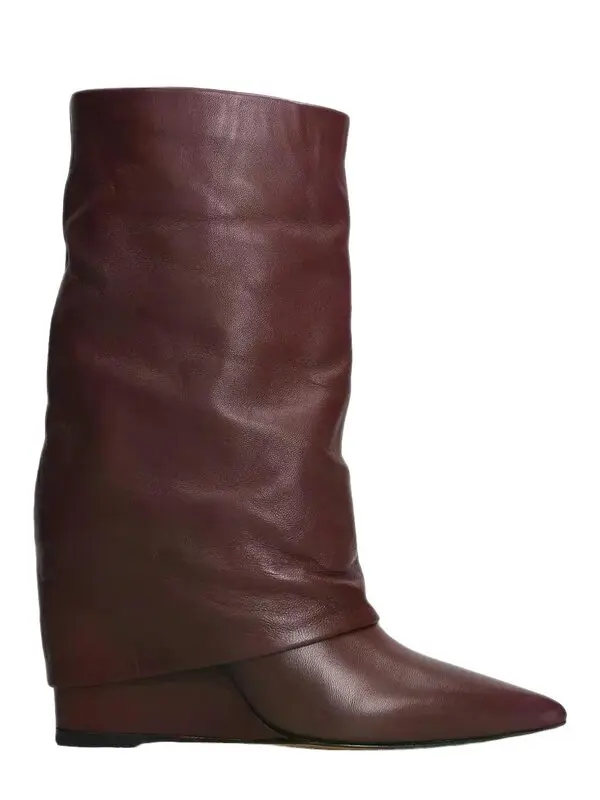 THE SELLER Slouchy Pointed-toe Wedge Boots - Red