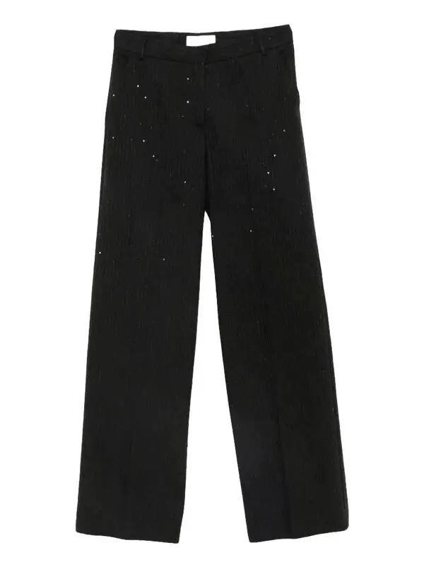 ERMANNO FIRENZE Sequin-embellished Pinstriped Trousers - Black