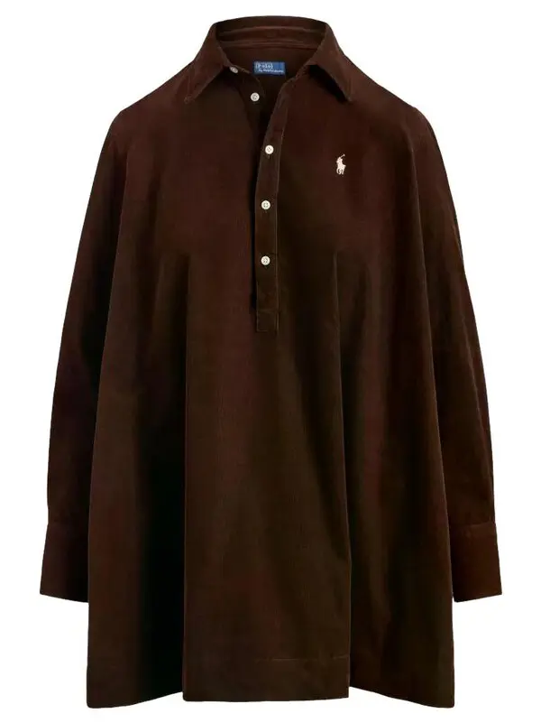 Polo Ralph Lauren Corduroy Long Sleeve Shirt Dress - Brown