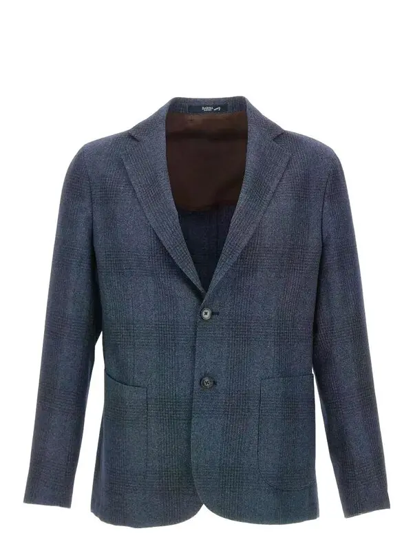 BARBA NAPOLI Easy Check Blazer - Blue