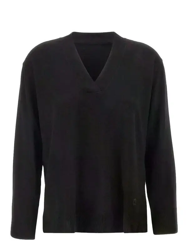 ELENA MIRÒ Side-slit V-neck Sweater - Black