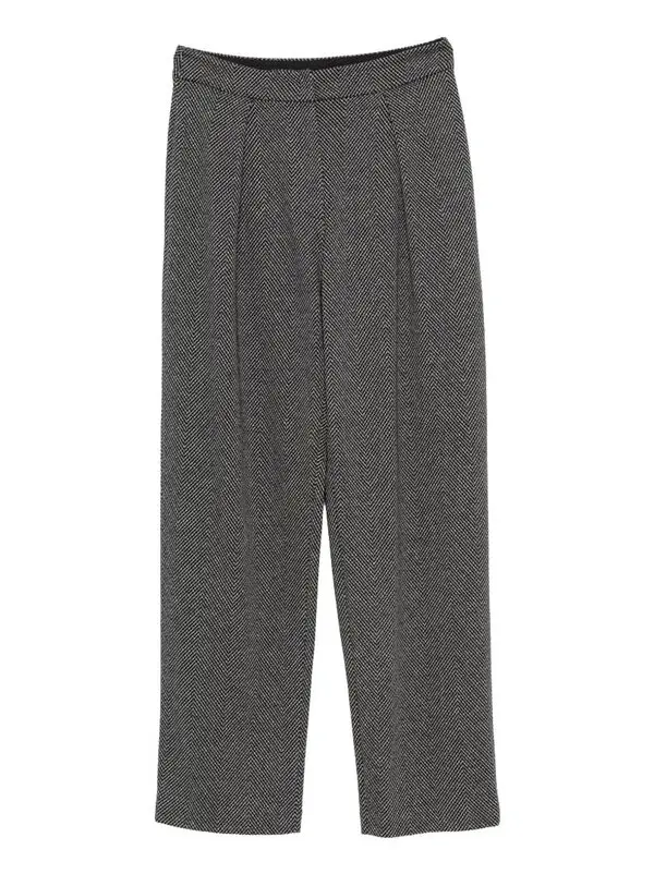 Emporio Armani Herringbone Pleated Trousers - Black