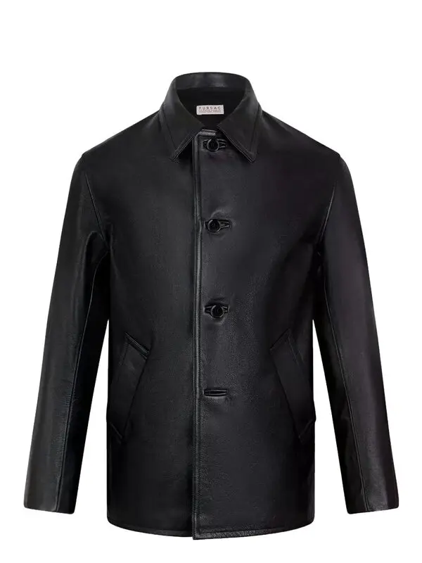 FURSAC Button-front Leather Jacket - Black