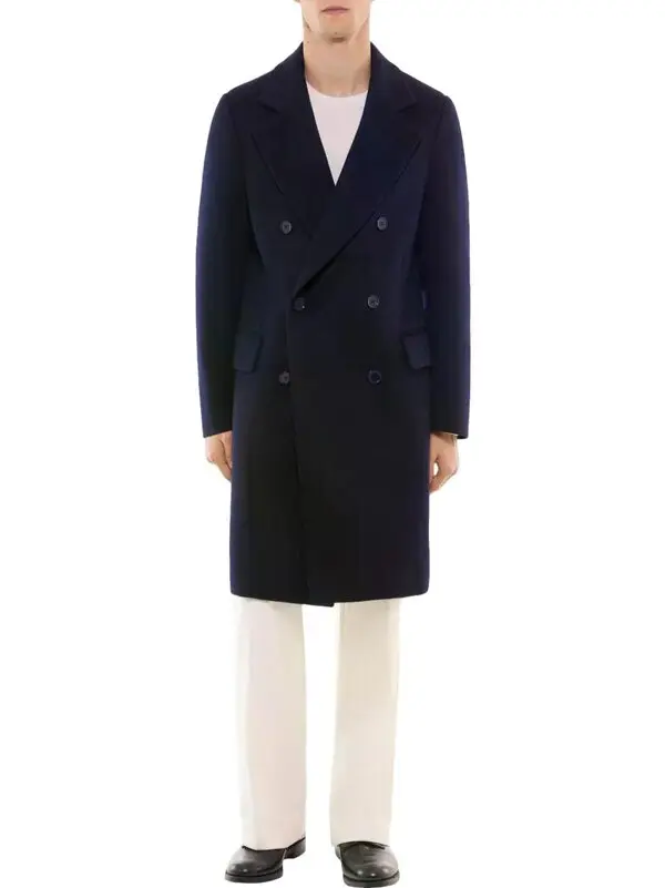 FURSAC Herringbone Double-breasted Coat - Blue