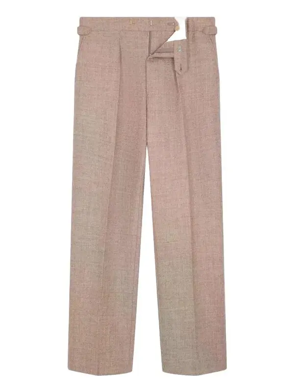FURSAC Beige Wool Herringbone Pattern Tailored Trousers - Neutrals