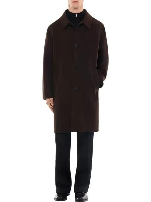 FURSAC Wool Button-front Overcoat - Brown