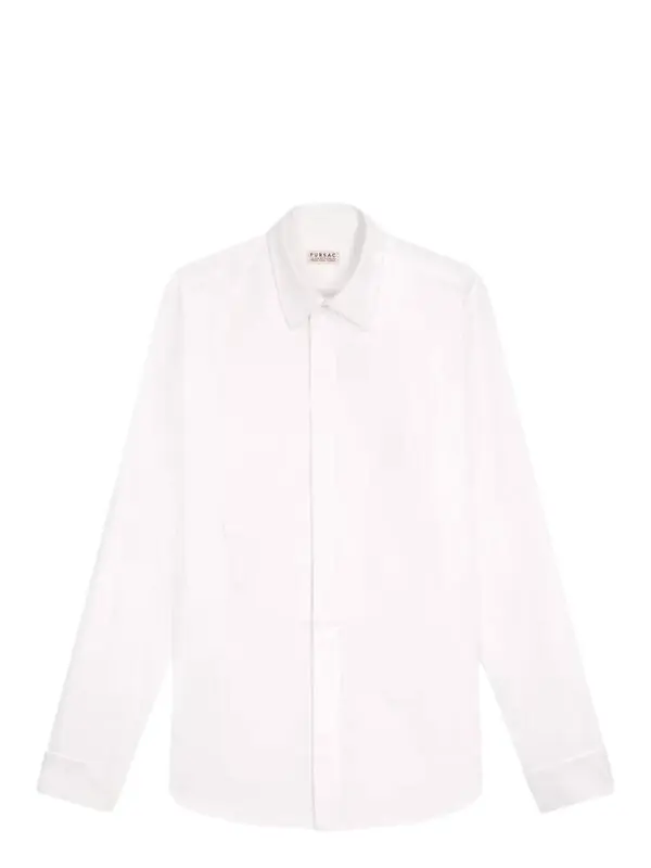 FURSAC Honeycomb-textured Bib-panel Slim-fit Shirt - White