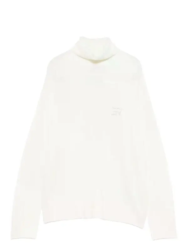 ERMANNO FIRENZE Embroidered Logo Roll-neck Sweater - Neutrals