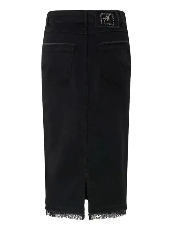 Alberta Ferretti Lace Trim Midi Skirt - Black
