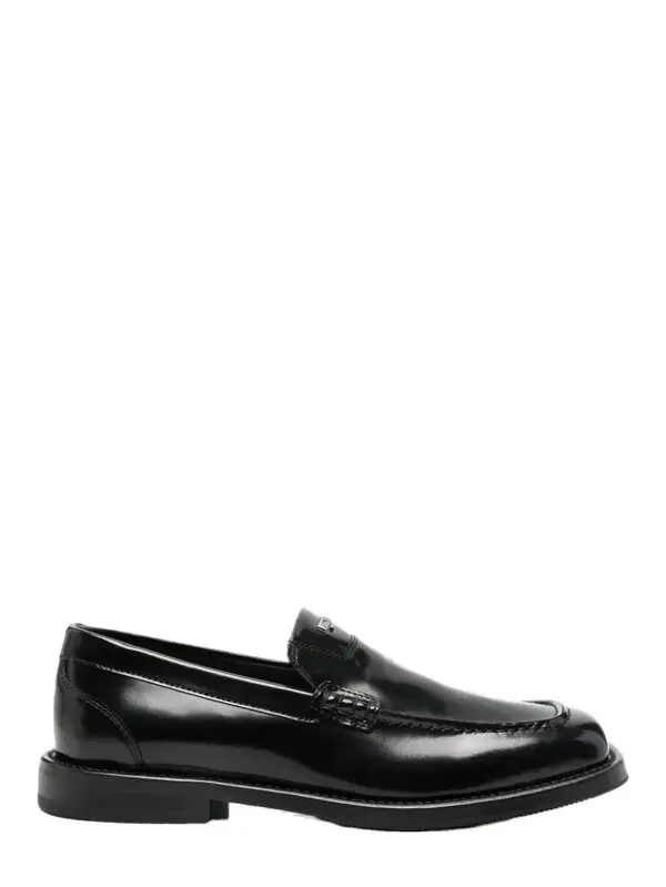 Moschino Plaque Leather Loafers - Black